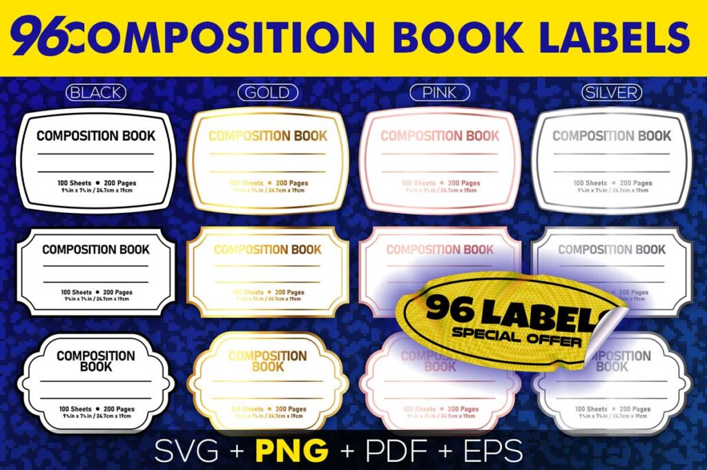 Composition Notebook Labels | 96 Labels - Beast Designer - Best KDP ...