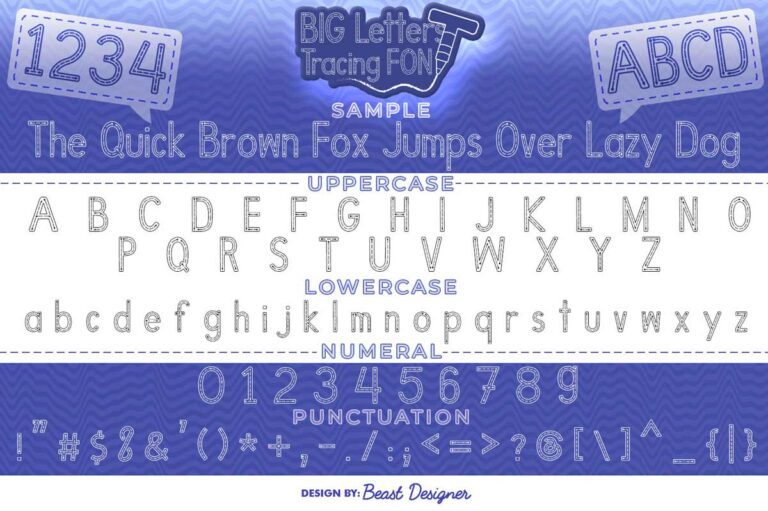 Big Letter Tracing Font | Alphabet Dotted Font for Preschool Learning ...