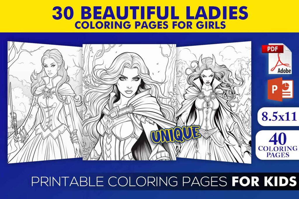 30 Beautiful Ladies Coloring Book for Girls - Beast Designer - Best KDP ...
