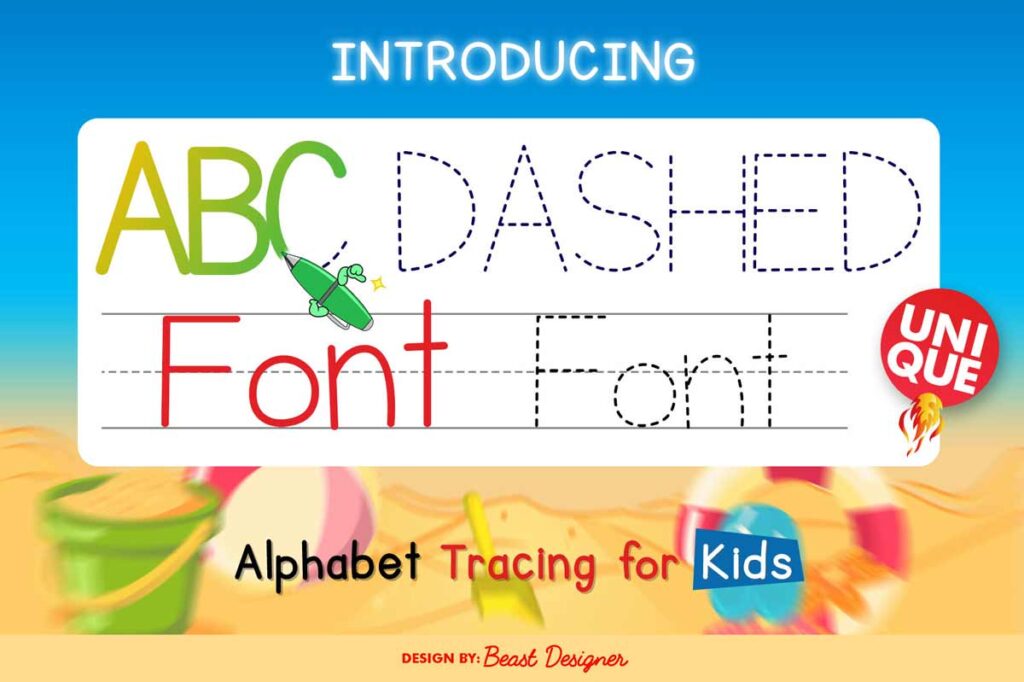 ABC Dashed Tracing Font | Letter Tracing Font - Beast Designer - Best ...
