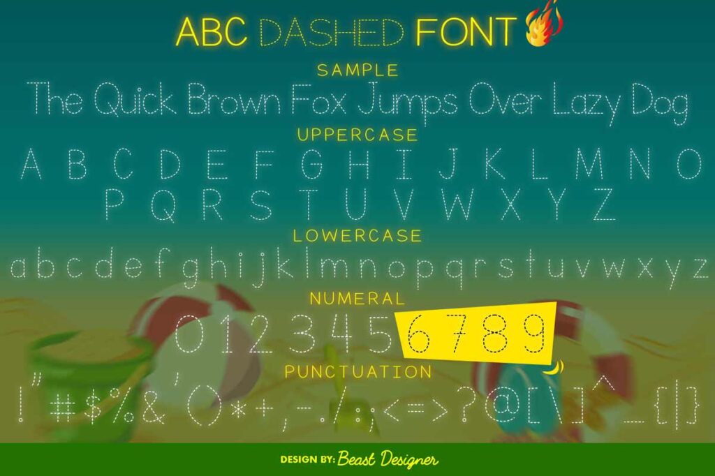 ABC Dashed Tracing Font | Letter Tracing Font - Beast Designer - Best ...